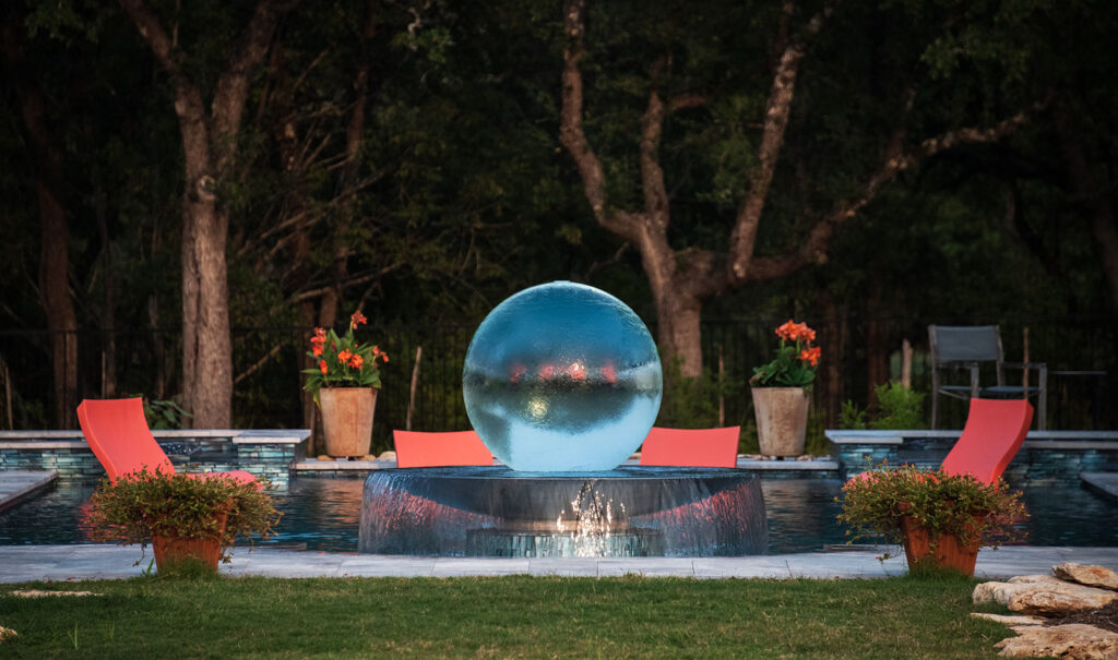 Sphere Fountain in Pool